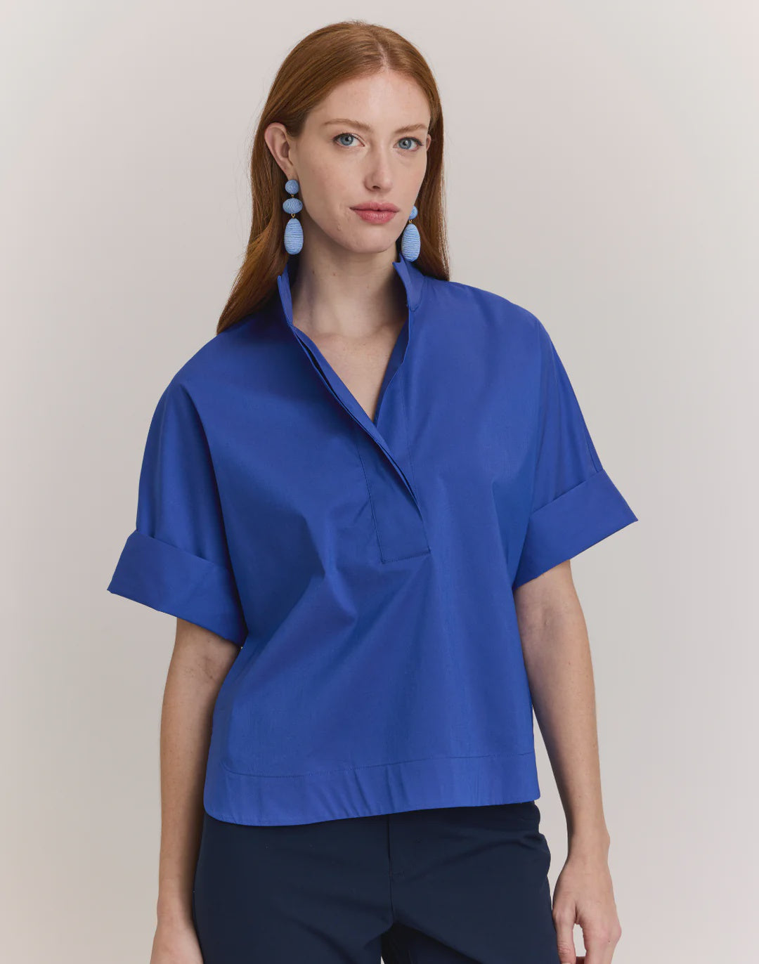 Hinson Wu Cara Elbow Sleeve Shirt in Lapis Blue – Sugar & Spice