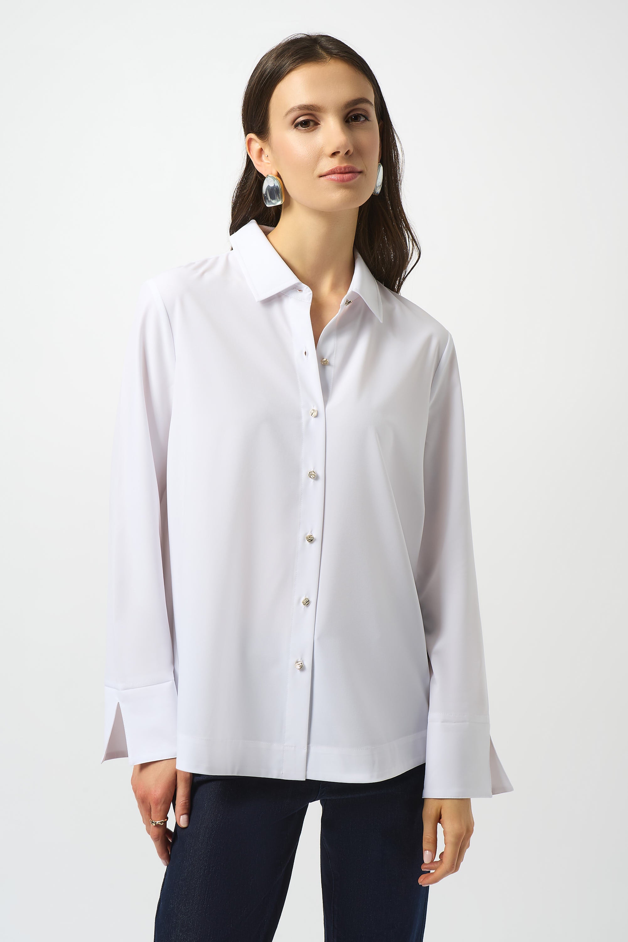 Joseph Ribkoff Classic Button Closure Shirt in Artic White – Sugar & Spice