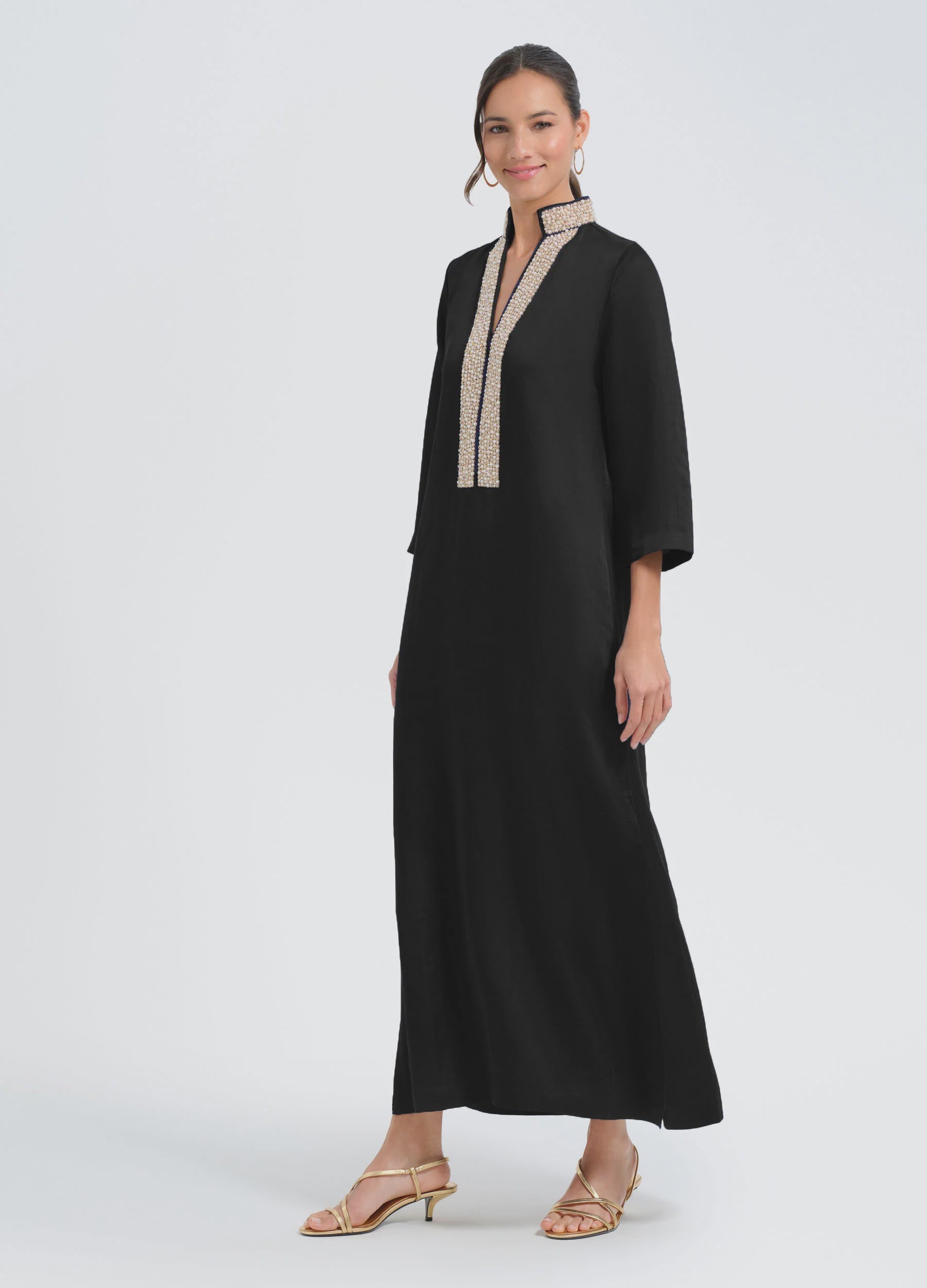Bella Tu Pearl Cap Sleeve Caftan in Black – Sugar & Spice
